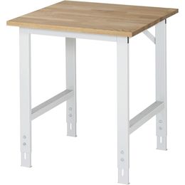 Rau Arbeitstisch, höhenverstellbar, Gestell 60 x 30 mm, Buchenplatte massiv, BxT 750 x 800 mm, lichtgRau