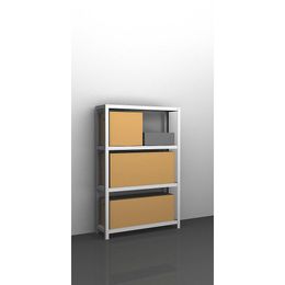 eurokraft pro Schwerlast-Schraubregal, lichtgrau RAL 7035, Regalhöhe 1500 mm, Grundregal, Breite x Tiefe 1000 x 300 mm