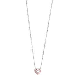 Firetti Kette mit Anhänger Schmuck Geschenk Silber 925 Halsschmuck Halskette Panzerkette Herz, mit Zirkonia (synth), rosa|silberfarben