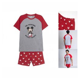 Disney Mickey Mouse Pyjama Herren Shorty Pyjama 2 Teiler Schlafanzug Nachtwäsche Mickey Mouse Rot