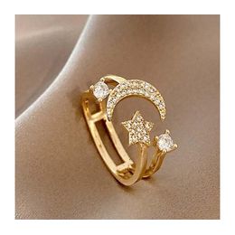 FIDDY Fingerring Design-Ring in Gold mit offener Zirkonia