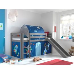 Vipack Spielbett Pino inkl. Rutsche mit Textilset Vorhang und Tunnel versch. Designs
