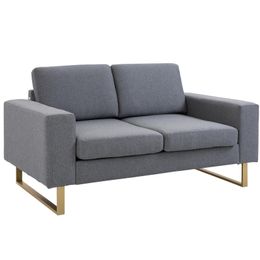 HOMCOM 2-Sitzer Sofa mit Metallfüßen grau L160 x B82 x H78 cm