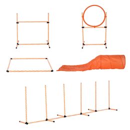 PawHut Hunde Agility Set 5-teilig orange, weiß 328 x 67 x 93 cm (LxBxH)