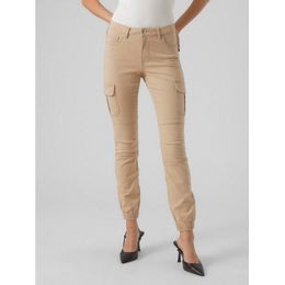 Véro Moda Vero Moda Slim-fit-Jeans Denim Jogger Pants Cargo Stoffhose Stretch Jeans VMIVY 6929 in Beige