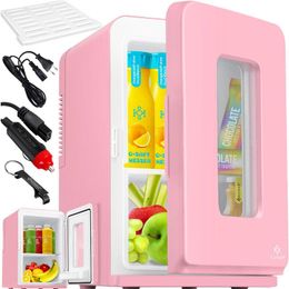 Kesser 2in1 Mini Kühlschrank Kühlbox 15 Liter Kühl und Heizfunktion Tragbarer ac dc 220-240V/12V Steckdose und Zigarettenanzünder Warmhaltebox Mini Rosa /