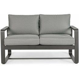 Bizzotto Sofa Merrigan aus pulverbeschichtetem Aluminium für Garten und Veranda -Anthrazit / 2 Sitzer