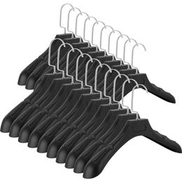 Intirilife Kleiderbügel in UNIVERSAL SCHWARZ - 10 Stück breite Kleiderbügel aus Kunststoff mit Anti-Rutsch Oberfläche - black