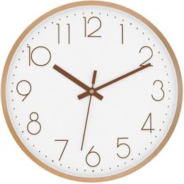 Intirilife Wanduhr in Rosé Gold - Weiß mit 30,5 cm Durchmesser - Praktische Zeitanzeige Chronometer stilvoll für jedes Zimmer - white