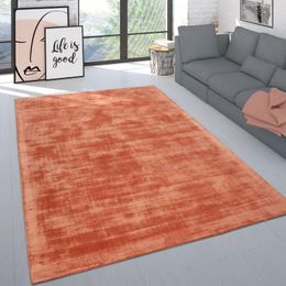 Paco Home - Teppich Handgefertigt Hochwertig Einfarbig Kurzflor Modern Materialmix In Aprico 160x230 cm