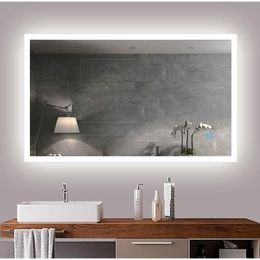 120x70cm led Badspiegel Touch Antibeschlage Kaltweiß 6000k Honrizontal&Vertikal Badezimmerspiegel mit Beleuchtung - Weiß