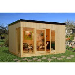 Nordic Gartenhaus Solveig 13,6 m² Gartenhaus aus Holz, Holzhaus mit 88 mm Wandstärke, Blockbohlenhaus mit Montagematerial - Naturbelassen - Palmako