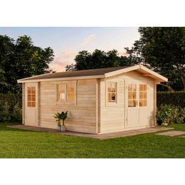 Alpholz Gartenhaus Jennifer-28 aus Massiv-holz, Gerätehaus mit 28 mm Wandstärke, Garten Holzhaus inklusive Montagematerial, Geräteschuppen Größe: 380 x 500