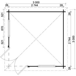 Alpholz 5-Eck Gartenhaus Viking iso Gartenhaus aus Holz in Braun, Holzhaus mit 40 mm Wandstärke fsc zertifiziert, Blockbohlenhaus mit Montagematerial - Braun