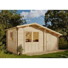 Gerätehaus Deco Gartenhaus aus Holz, Holzhaus mit 44 mm Wandstärke, Blockbohlenhaus mit Montagematerial - Naturbelassen - Alpholz