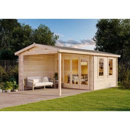 Alpholz Gartenlounge Graz-44 ISO Gartenhaus aus Holz, Holzhaus mit 44 mm Wandstärke inklusive Schleppdach, Blockbohlenhaus mit Montagematerial