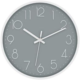 Intirilife Wanduhr in Weiß - Grau mit 30,5 cm Durchmesser - Praktische Zeitanzeige Chronometer stilvoll für jedes Zimmer - white