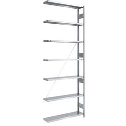 eurokraft pro Schwerlast-Steckregal, verzinkt, Regalhöhe 3000 mm, Anbauregal, BxT 1000 x 300 mm