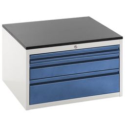 Rau Schubladenschrank mit Teleskopführungen, Höhe 460 mm, Schubladen 1 x 60, 1 x 120, 1 x 180 mm, lichtgRau / enzianblau, Breite 770 mm