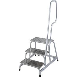 Krause Mobiler Montagetritt STABILO, 2 Bockrollen, Handlauf einseitig, 3 Stufen
