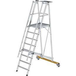 MUNK Alu-Plattformleiter, fahrbar, mit 3-seitigem Plattformgeländer, 8 Sprossen inkl. Plattform
