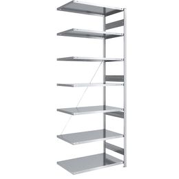 eurokraft pro Schwerlast-Steckregal, verzinkt, Regalhöhe 3000 mm, Anbauregal, BxT 1000 x 800 mm
