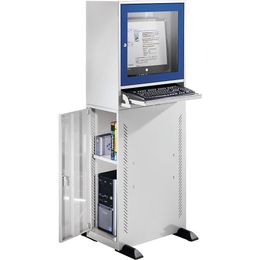 eurokraft basic Computerschrank, Standardausführung, lichtgrau/enzianblau