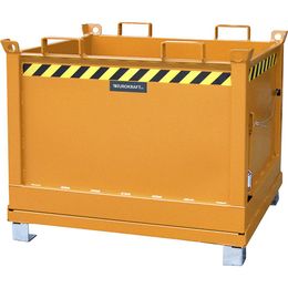 eurokraft pro Klappbodenbehälter, Volumen 0,75 m³, gelborange RAL 2000