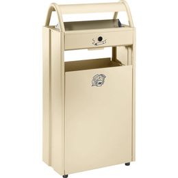Var Abfallsammler mit Ascher und Regenschutzdach, Volumen 60 l, BxHxT 480 x 960 x 250 mm, elfenbein RAL 1015