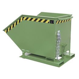 eurokraft pro Kippmulde mit Klappmechanismus, kastenförmig, Volumen 0,6 m³, grün RAL 6011