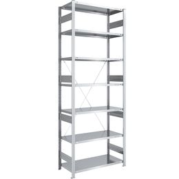 eurokraft pro Schwerlast-Steckregal, verzinkt, Regalhöhe 3000 mm, Grundregal, BxT 1000 x 600 mm