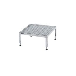 eurokraft pro Arbeitsplattform, Höhenverstellbereich 255 - 320 mm, mit Gitterrostplatte, Plattform LxB 610 x 610 mm, feuerverzinkt