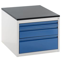 Rau Schubladenschrank mit Teleskopführungen, Höhe 460 mm, Schubladen 1 x 60, 1 x 120, 1 x 180 mm, lichtgRau / enzianblau, Breite 580 mm