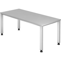 eurokraft pro Schreibtisch, 4-Fuß-Gestell, Breite 1800 mm, alusilber / lichtgrau
