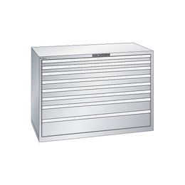 LISTA Schubladenschrank, Stahlblech, HxB 1000 x 1431 mm, 8 Schubladen, Tragkraft 200 kg, lichtgrau