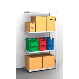 eurokraft pro Fachboden-Steckregal, verzinkt, einseitig, Regalhöhe 2000 mm, Fachbodenbreite 965 mm, Anbauregal, Fachbodentiefe 550 mm