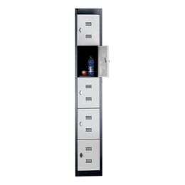 Wolf 5er-Schließfachschrank Hamburg, 1 Abteil, 5 Fächer, Höhe 320 mm, Breite 300 mm, Anbauelement, anthrazitgrau / lichtgrau