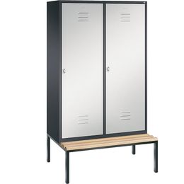 CLASSIC Garderobenschrank mit untergebauter Sitzbank, Tür über 2 Abteile C+P