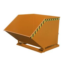 eurokraft pro Kippmulde mit Klappmechanismus, kastenförmig, Volumen 1 m³, orange RAL 2000