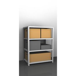 eurokraft pro Schwerlast-Schraubregal, lichtgrau RAL 7035, Regalhöhe 1500 mm, Grundregal, Breite x Tiefe 1300 x 800 mm