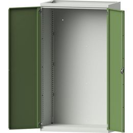 eurokraft pro Schwerlastschrank aus Stahl, Leerschrank - individuell bestücken, lichtgrau/resedagrün