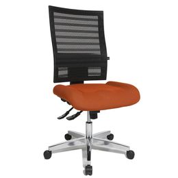 Topstar Operator-Drehstuhl, Gestell Aluminium, Netz-Rückenlehne schwarz, Bezug orange