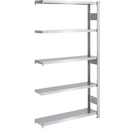 hofe Schwerlast-Steckregal, verzinkt, beidseitig, Regalhöhe 2000 mm, 5 Böden, Anbauregal, BxT 1000 x 300 mm