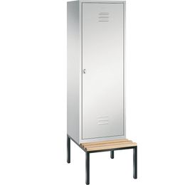 CLASSIC Garderobenschrank mit untergebauter Sitzbank, Tür über 2 Abteile C+P