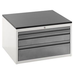 Rau Schubladenschrank mit Teleskopführungen, Höhe 460 mm, Schubladen 1 x 60, 1 x 120, 1 x 180 mm, lichtgRau / anthrazit, Breite 770 mm