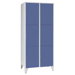 Wolf 3er-Schließfachschrank München, 2 Abteile, Breite 800 mm, taubenblau