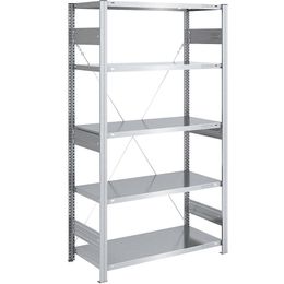 eurokraft pro Schwerlast-Steckregal, verzinkt, Regalhöhe 2000 mm, Grundregal, BxT 1000 x 600 mm