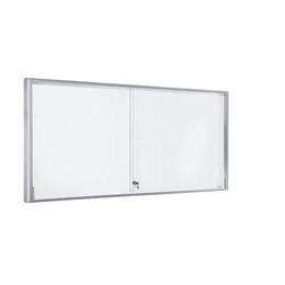 eurokraft pro Schaukasten, Alu-Rahmen, Schiebetüren, 27 x DIN A4, BxHxT 1970 x 970 x 50 mm, Rahmen gerundet