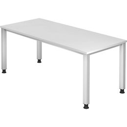 eurokraft pro Schreibtisch, 4-Fuß-Gestell, Breite 1800 mm, alusilber / weiß