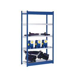 hofe Stabil-Steckregal, einseitig, Regalhöhe 2000 mm, blau/verzinkt, Bodenbreite 1025 mm, Grundregal, Breite x Tiefe 1025 x 800 mm